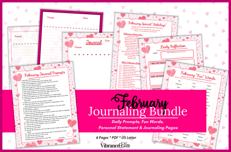 February Journal Prompt Kit - Vibrance & Bliss