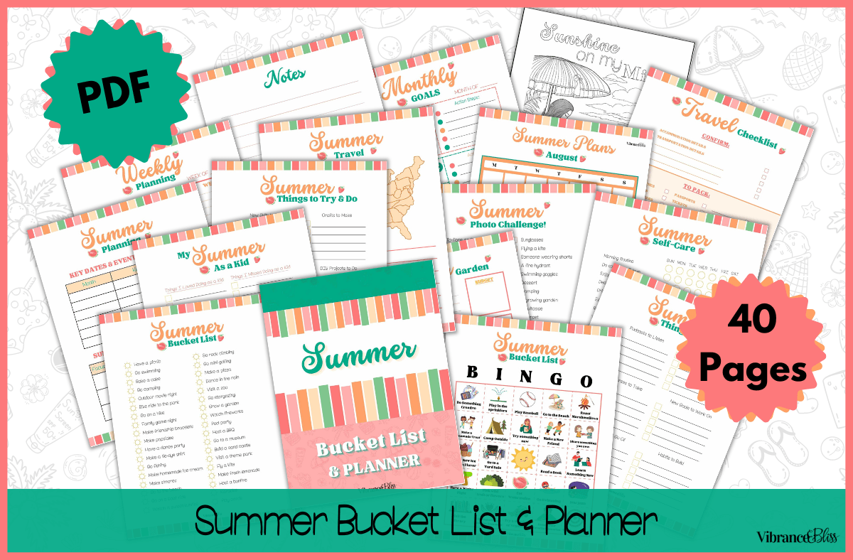 Summer Bucket List & Planner - Vibrance & Bliss